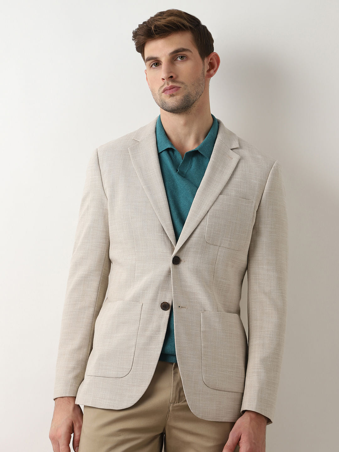 Buy Beige Structured Blazer for Men Online
